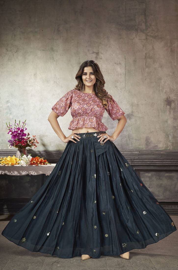 Girlish Dusty Pink Colour Top And Skirt Combo For Classy Party Looks ...