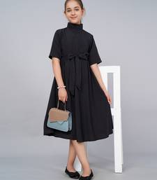 Black plain crepe kids-frocks - Aarya Designer - 4075513