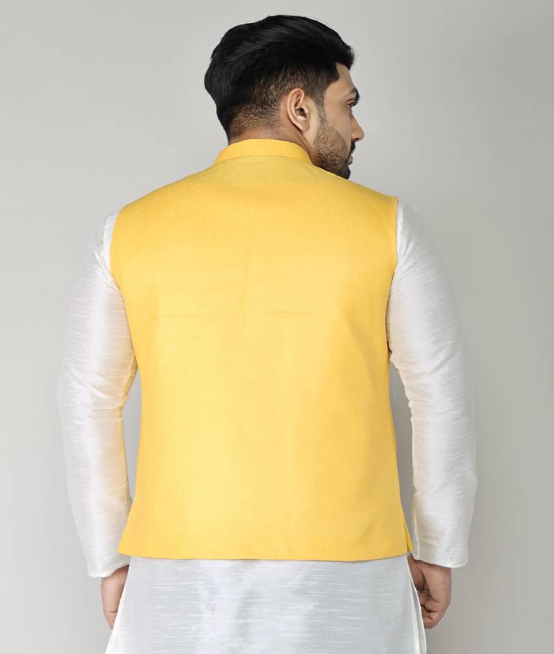 ANAN Men's Yellow Cotton Blend Modi Jacket - M/S ANAN - 4075746