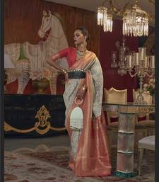 Pista Green Latest Handloom Kashida Silk Weaving Zari Work Festive Wear ...