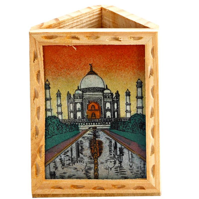 Gemstone Taj Mahal Wooden Pen Holder - Aapno Rajasthan - 610029