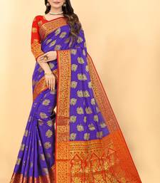 Cornflower Purple Kalaapi Silk Saree With Beautiful Blouse - Mr & Mrs ...