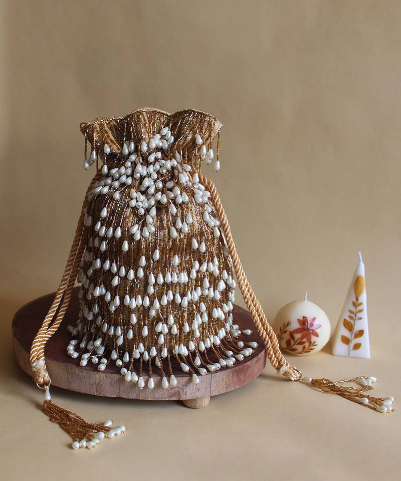 Drooping Pearls Antique Gold - NAYAAB BY SONIA - 4089899