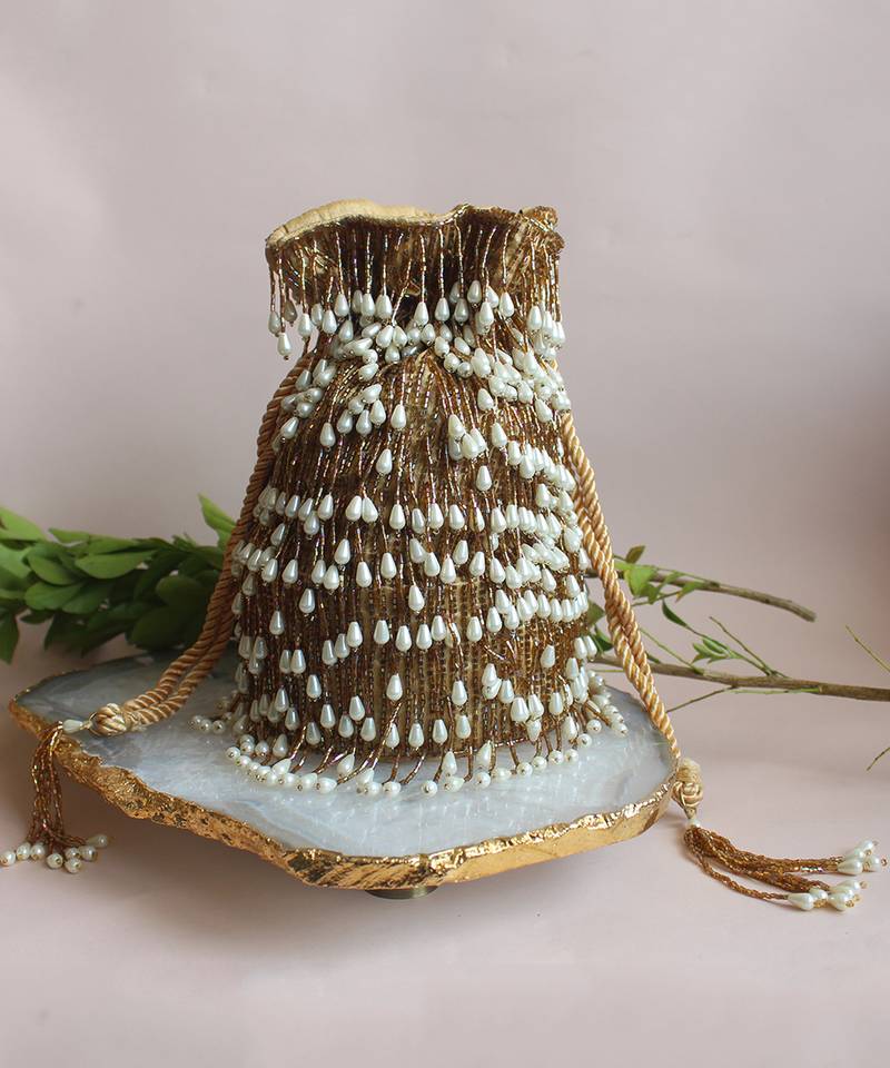 Drooping Pearls Antique Gold - NAYAAB BY SONIA - 4089899