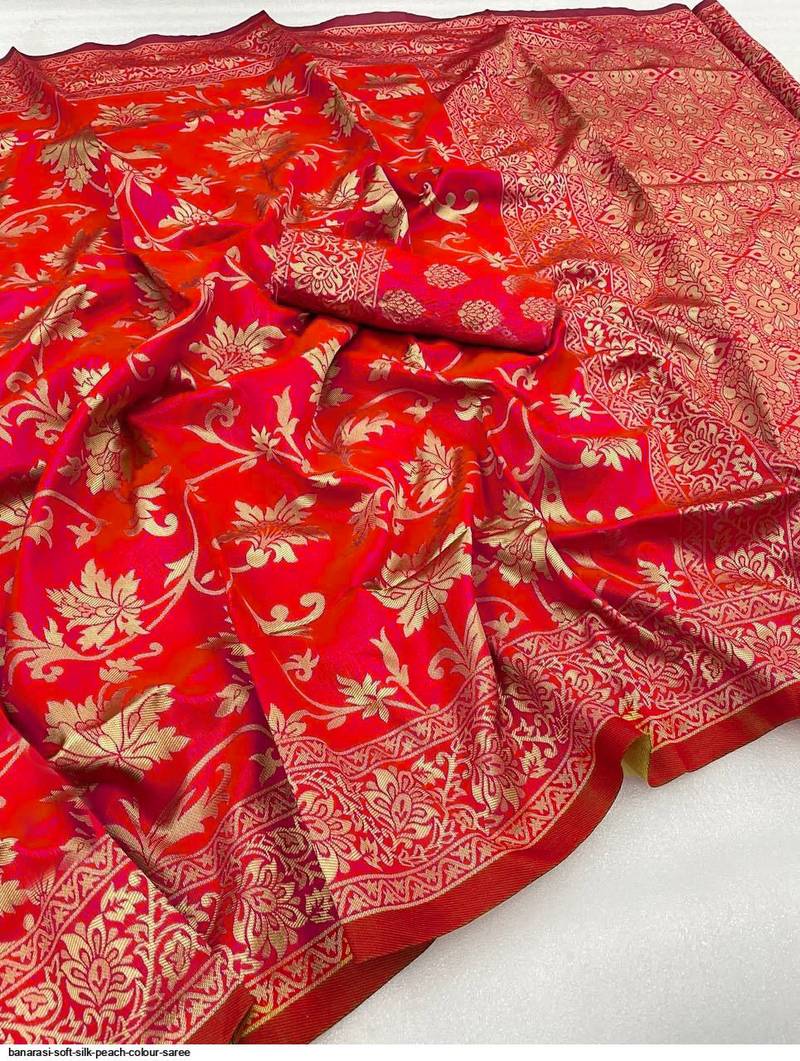 Red Color Soft Kanjeevaram Silk Saree With Blouse Piece. - Green Pears ...
