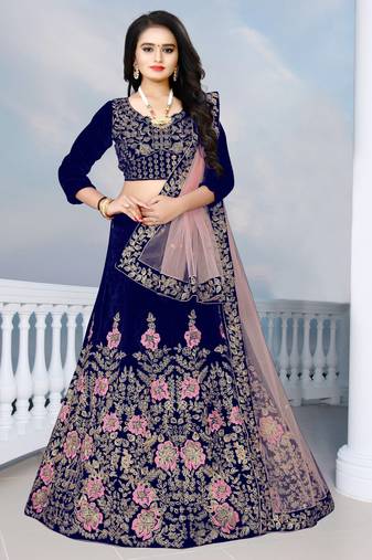 Velvet Lehenga - Shop Latest Velvet Lehenga Choli Designs Online
