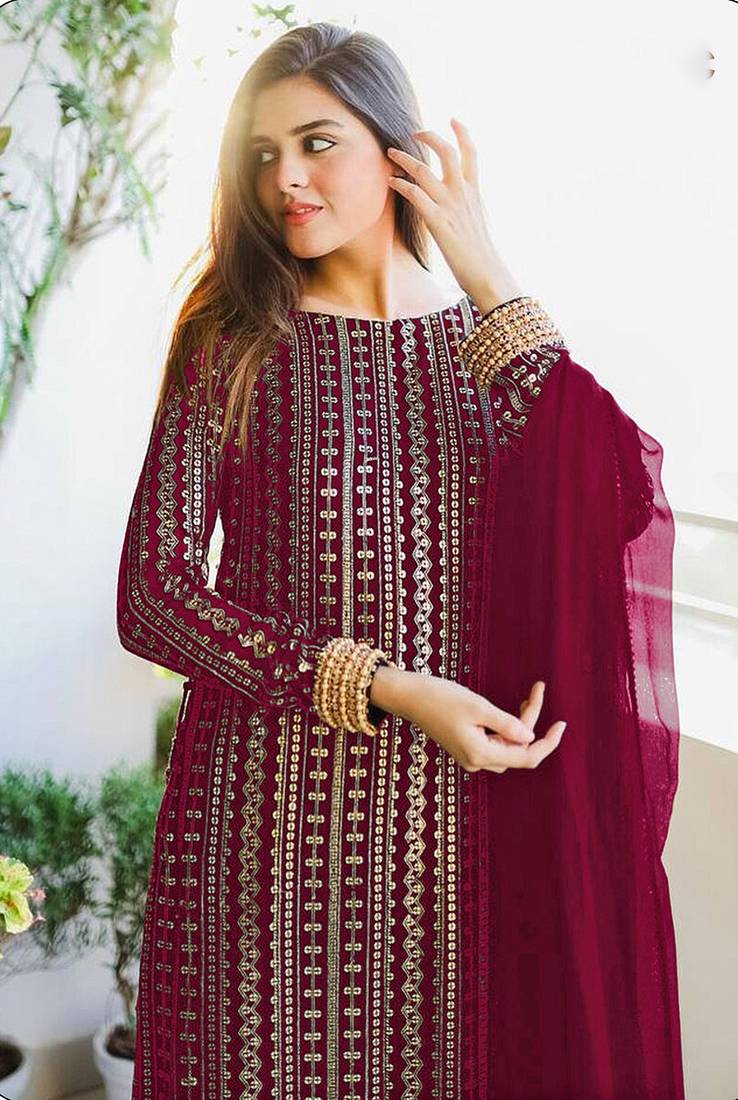 Rani Pink Color Georgette Sequince Work Pakistani style Suit - Hirpara ...