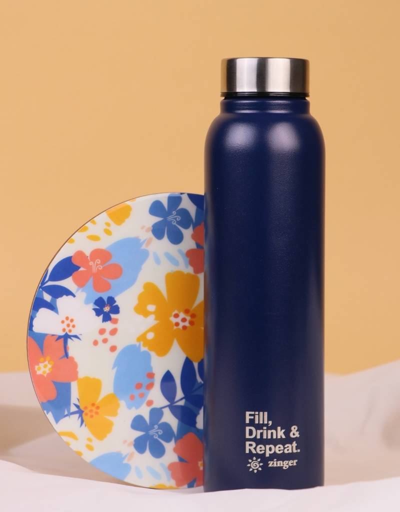 Amara Stainless Steel Water Bottle, – 1000ml Zinger Matt Blue - Zinger ...