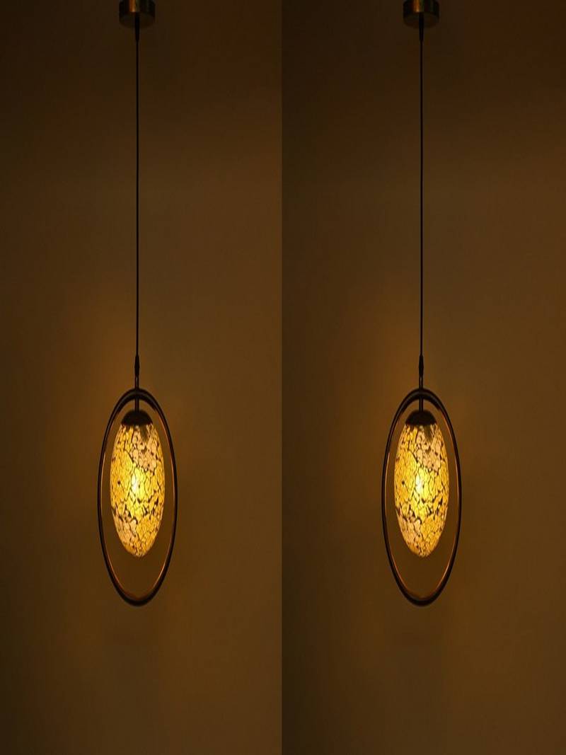 Glass Pendant Hanging Ceiling Lamp With Stylish Metal Round Fitting -A2 ...