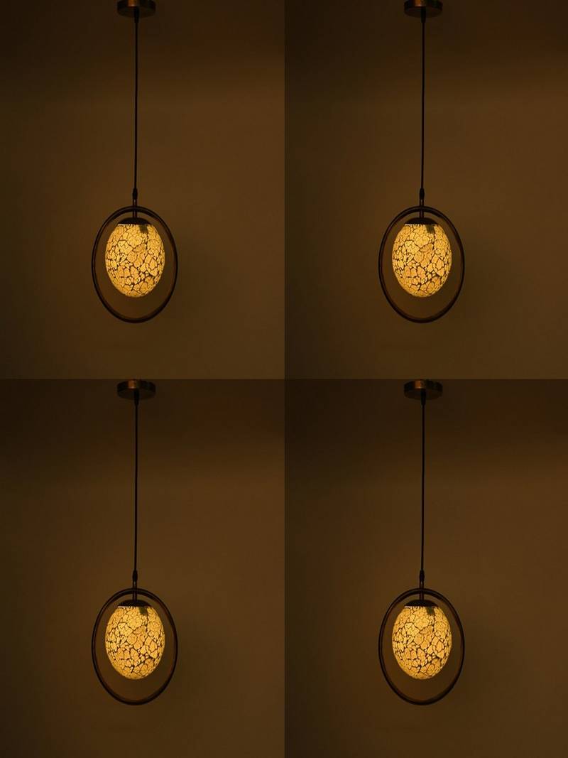 Glass Pendant Hanging Ceiling Lamp With Stylish Metal Round Fitting ...