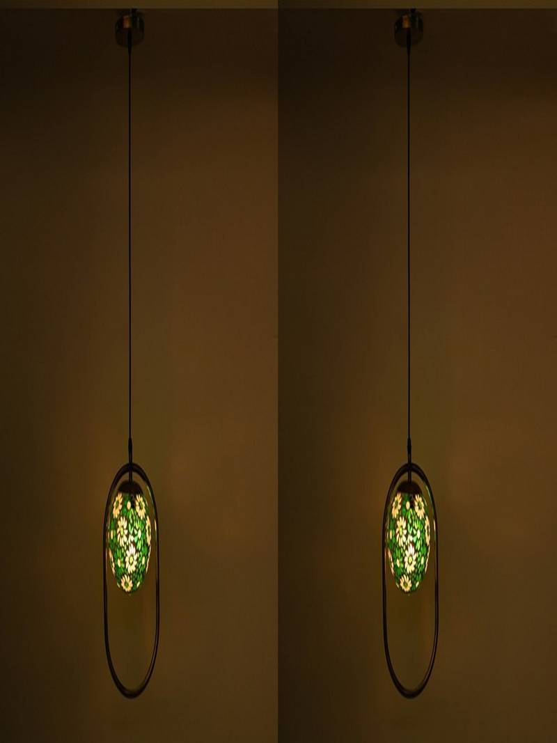 Glass Pendant Hanging Ceiling Lamp With Stylish Metal Oval Fitting -A23 ...