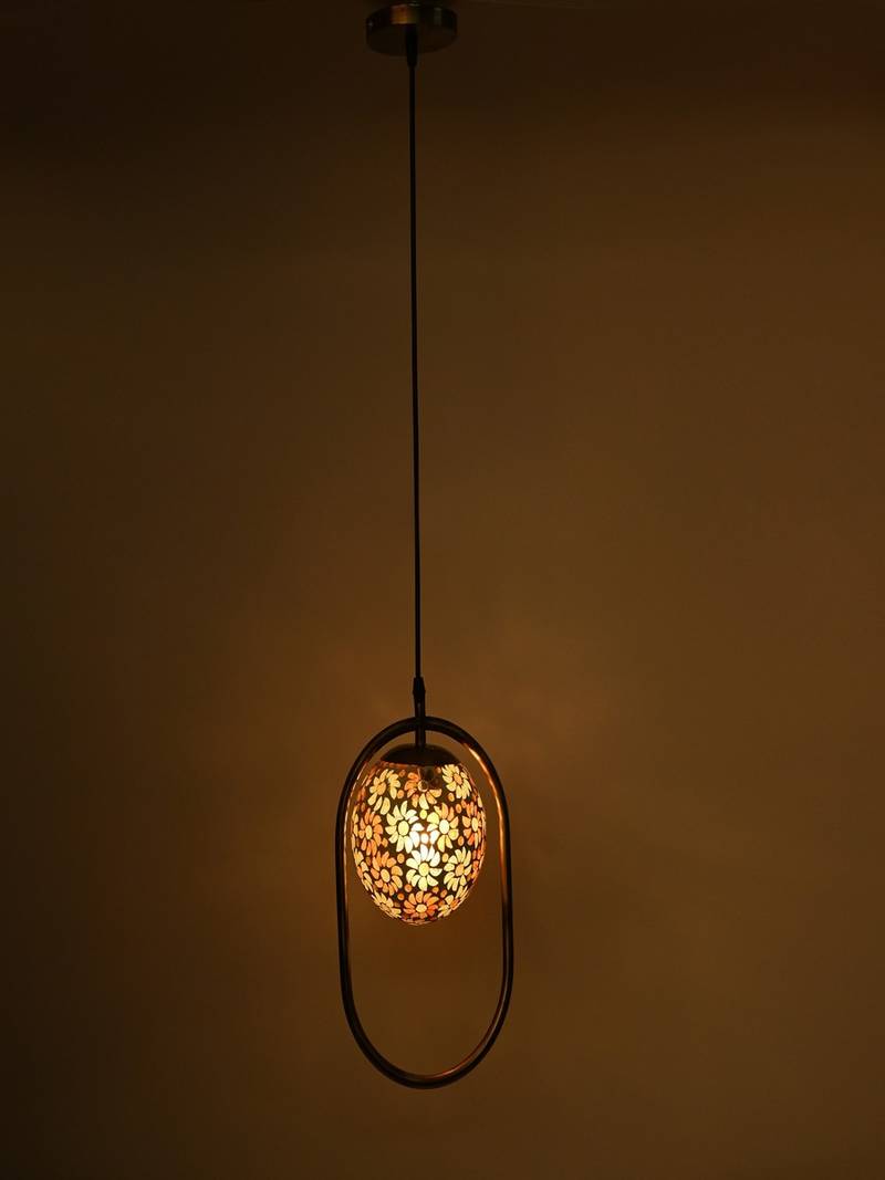 Glass Pendant Hanging Ceiling Lamp With Stylish Metal Oval Fitting -A25 ...