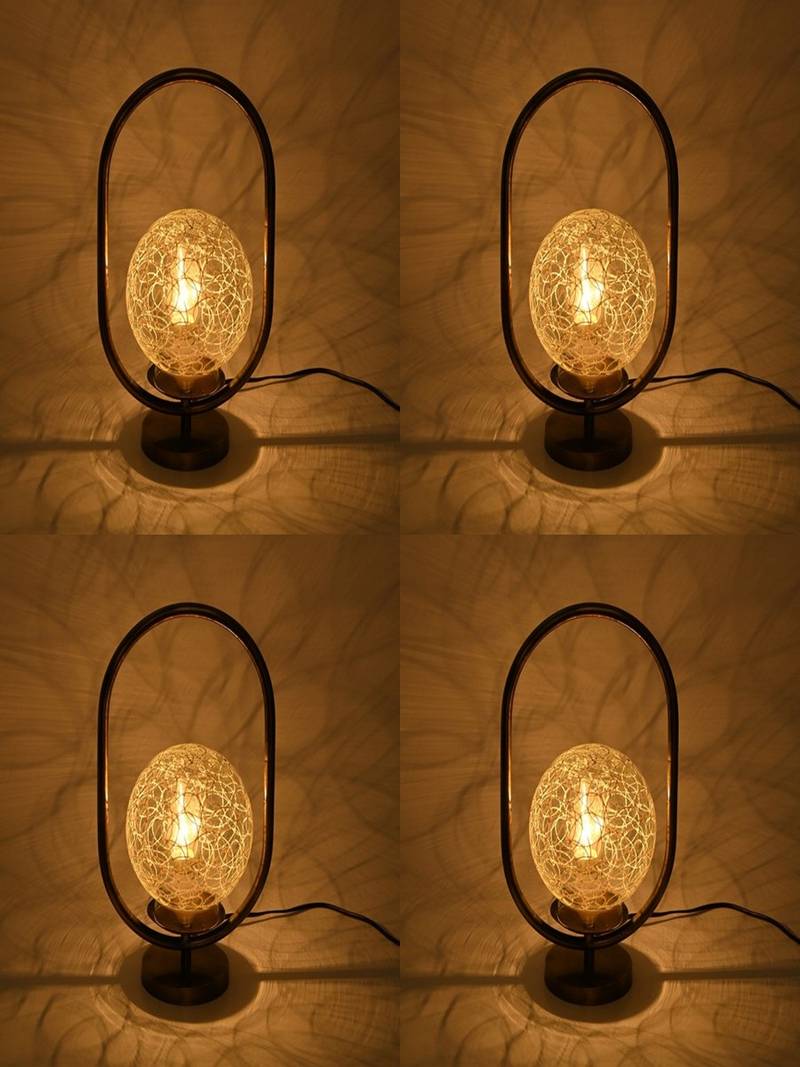 Stylish Design Oval Shape Color Table Lamp With Decorative Glass Shade ...