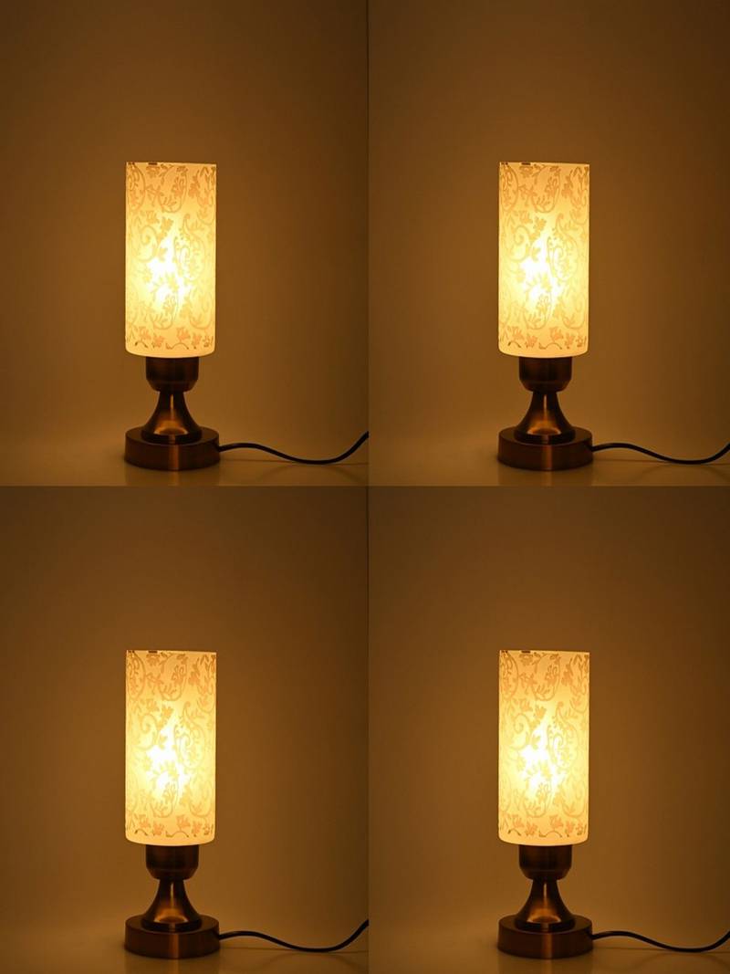 Designer LED Compatible Table Lamp With Decorated Glass Shade - 1st ...