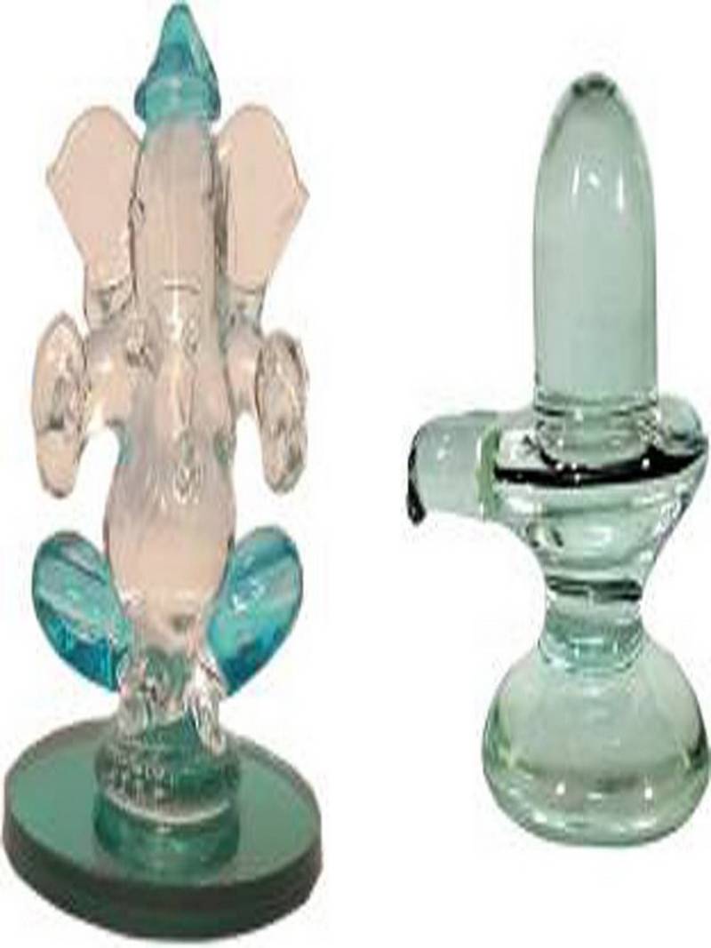 Purple Ganesha Statue With Green Shivling Showpiece, Spiritual - 1st ...