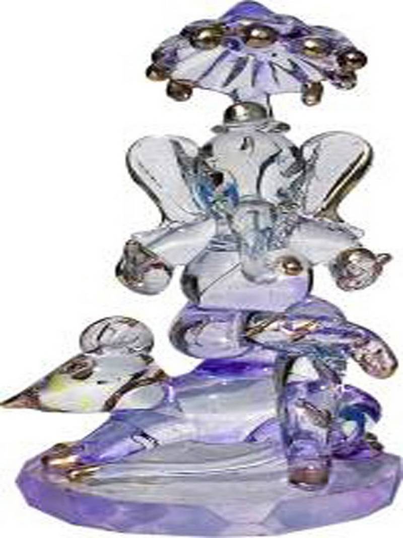 Blessing Purple Ganesha Sitting On Mushak With Kshatra Gold Polished ...