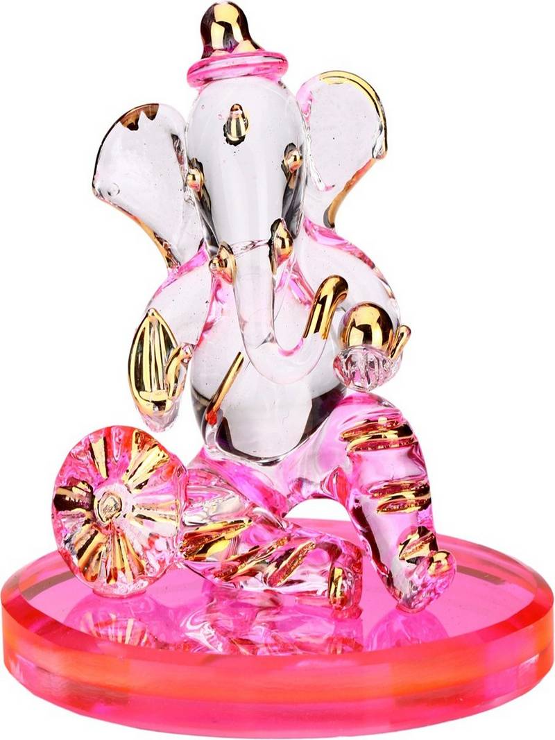 Holy Ganesha Relaxing On Bolster (Masand) Showpiece Statue, Pink - 1st ...