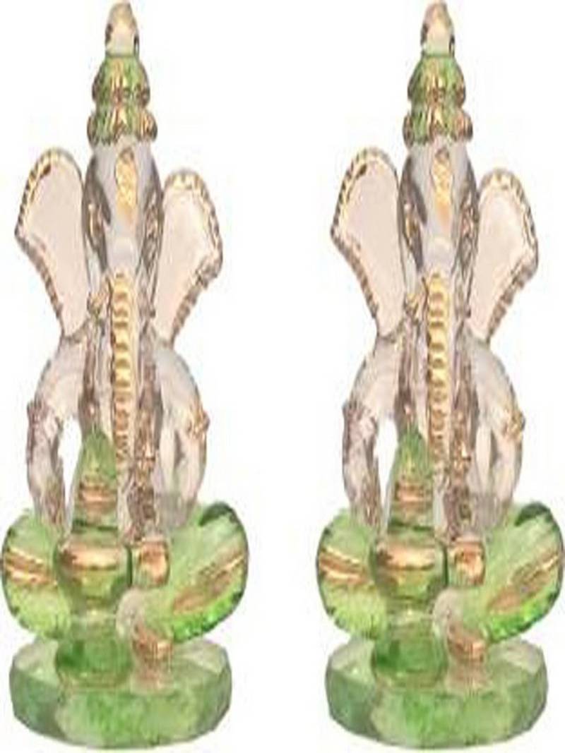 Praying Ganesha To Shivling Gold Polished Showpiece Statue, Green, Set ...
