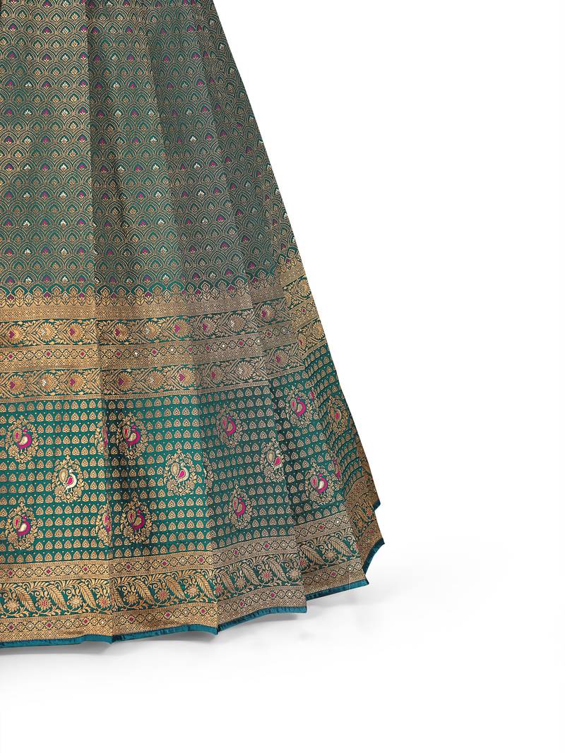 Rama and Rani Colour banarasi silk Lehenga with unstitched blouse and ...