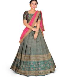 Rama and Rani Colour banarasi silk Lehenga with unstitched blouse and ...