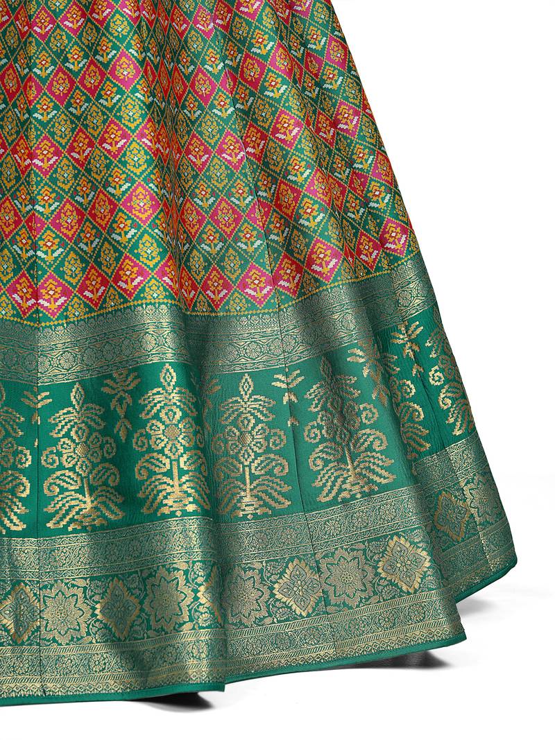 Traditional Banarasi silk Patola design Rama colour lehenga with ...