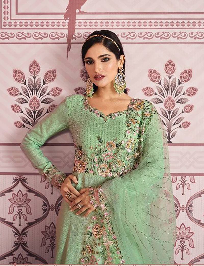 Light Green Wedding Anarkali Salwar Kameez - Hirpara House - 4108967