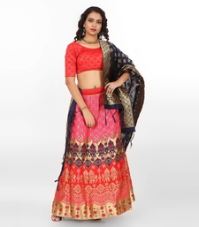 Gajri Colour Graceful Woven Banarasi Silk Lehenga Set For Wedding Party ...