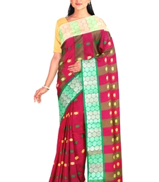 Trenddist Ball Buti Pure Cotton Tant Saree (Red) - Trenddist - 4111055