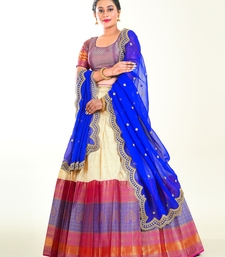 Tussar And D rani colour Organza Designer semi-stitched Half saree with ...