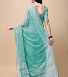 CYAN SILK BEAUTIFUL SAREE - Mr & Mrs Creation - 4120026