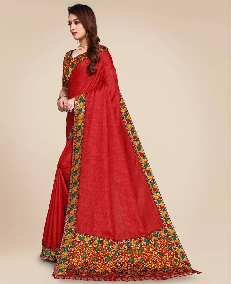 RED BEAUTIFUL SILK SAREE - Mr & Mrs Creation - 4121679