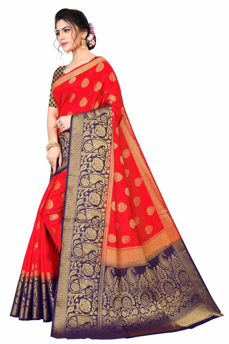 RED TREDITIONAL HEAVY SILK SAREE - Mr & Mrs Creation - 4122230