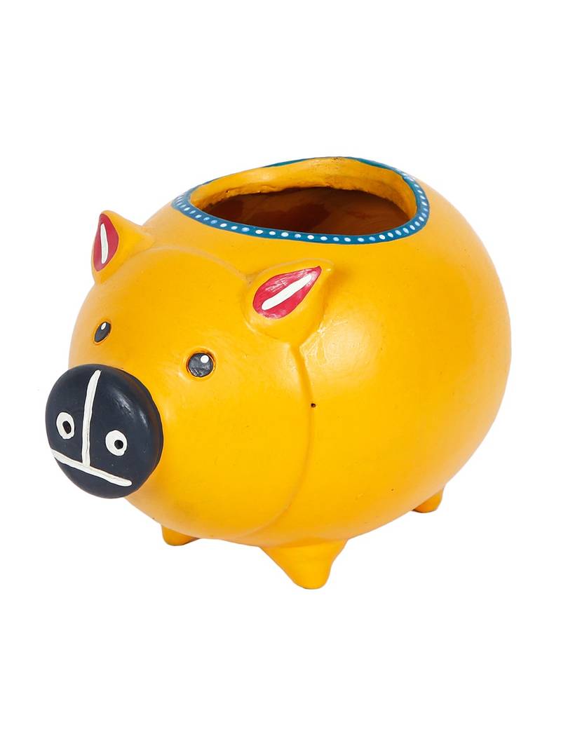 Yellow Pig Terracotta Planter - Aapno Rajasthan - 4124040