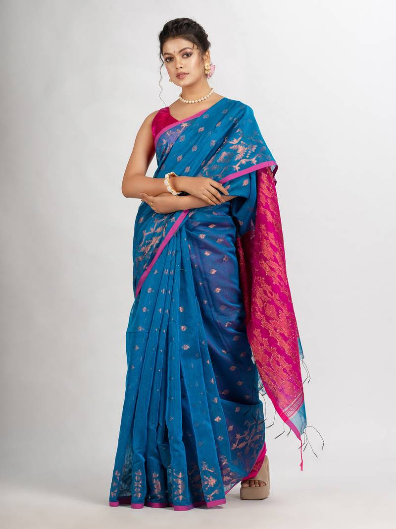 Tute Cotton Blend Handloom Tangail Saree - Angoshobha - 4125777