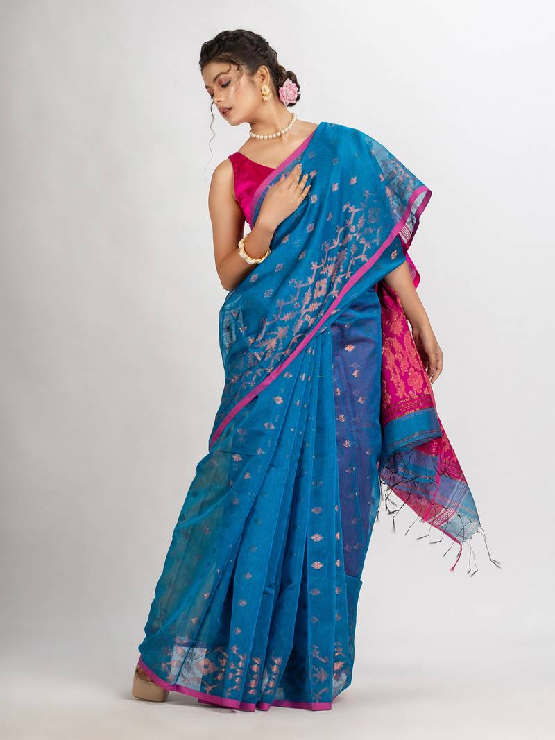Tute Cotton Blend Handloom Tangail Saree - Angoshobha - 4125777
