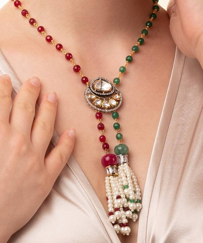 Multi Colour Long Necklace - JOULES BY RADHIKA - 4126234