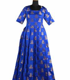 Shivangi Girls Blue Tafetta jimikki Alpha Long Gown - Shivangi - 4126778
