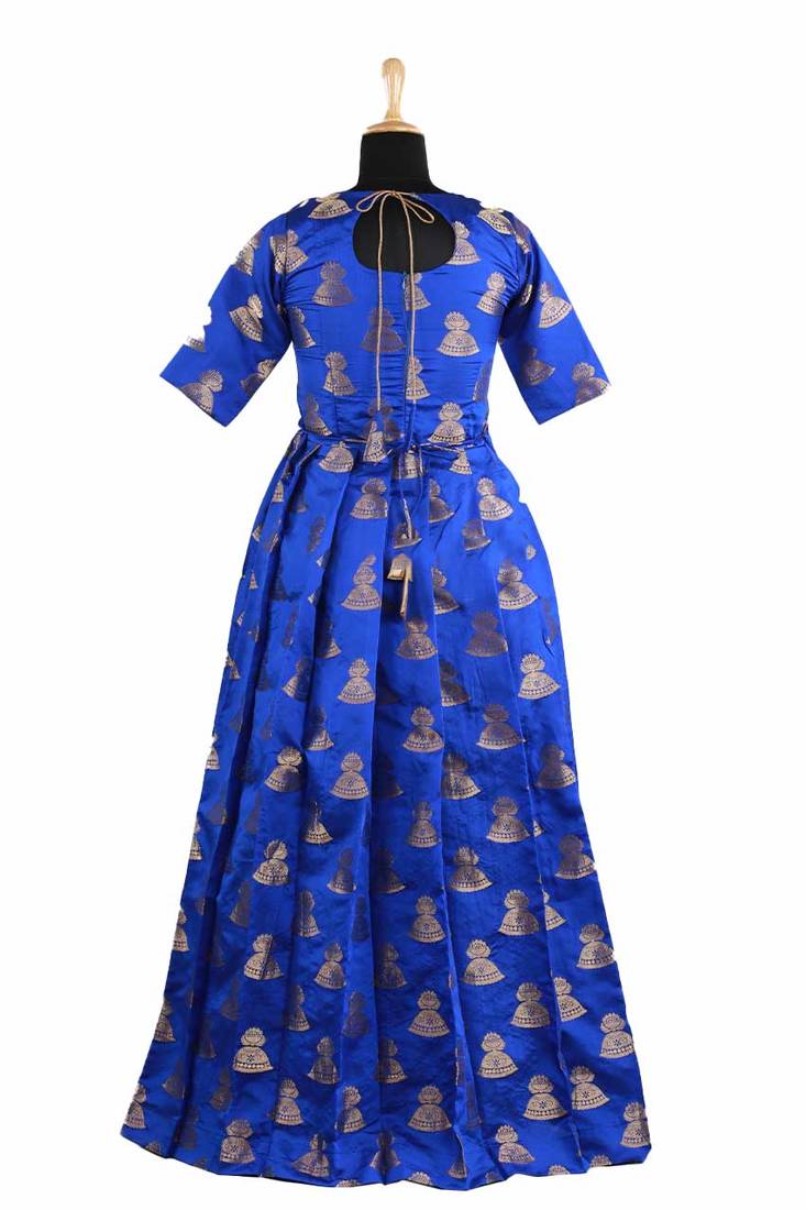 Shivangi Girls Blue Tafetta jimikki Alpha Long Gown - Shivangi - 4126778