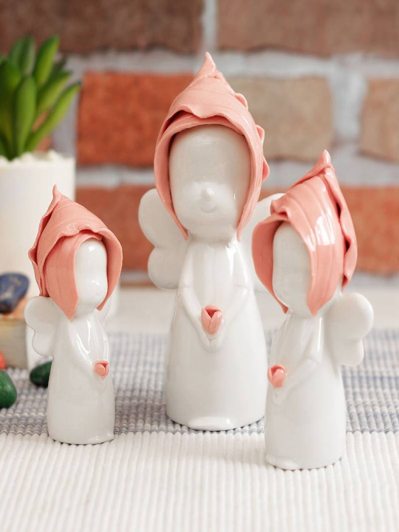 Set of 3 Ceramic White Showpiece - Aapno Rajasthan - 4127402