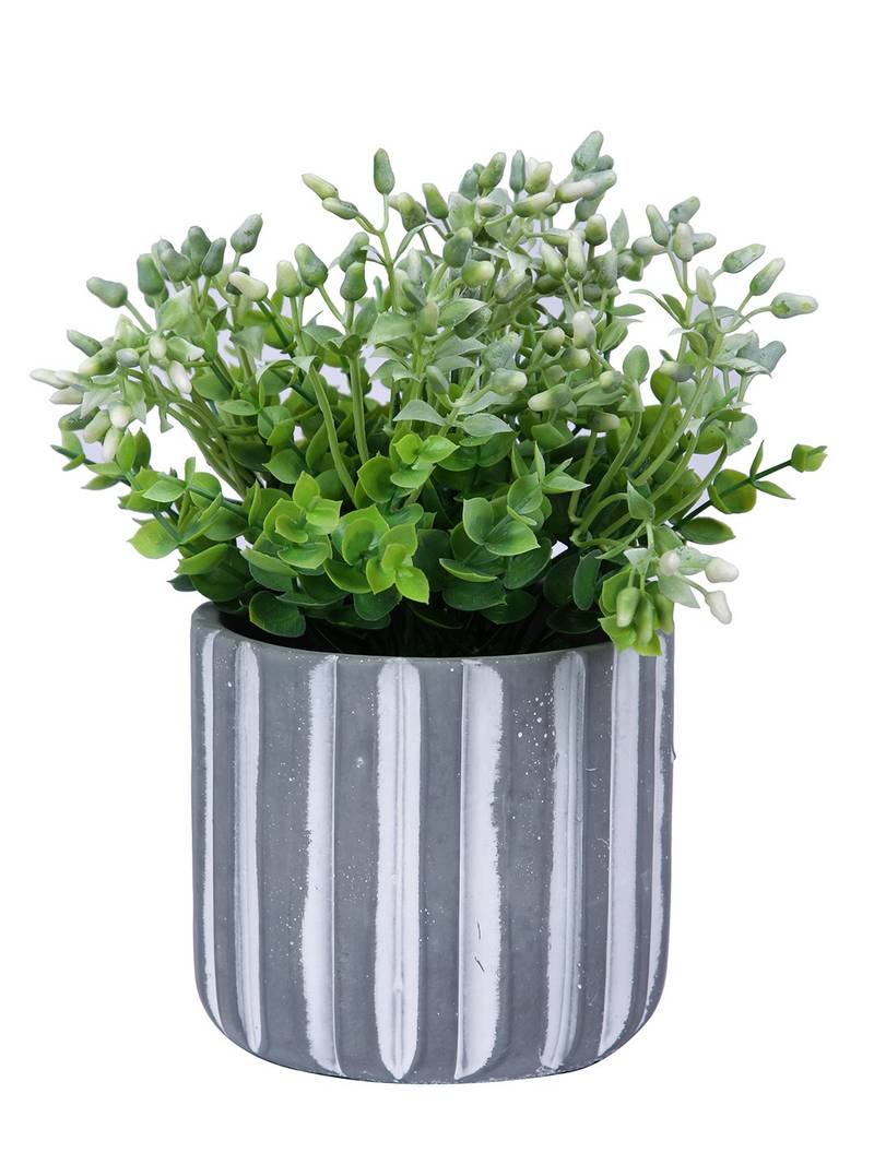 Striped Ceramic Planter - Aapno Rajasthan - 4127621