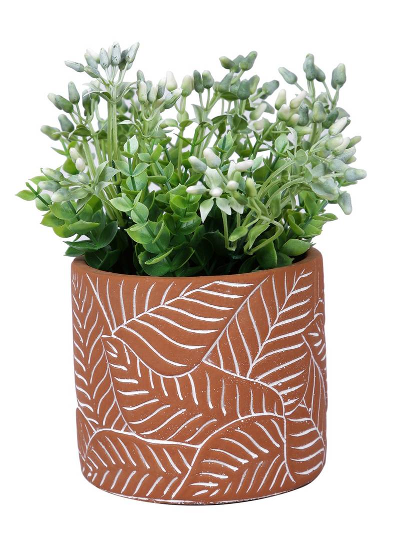 Textured Leaf Pattern Planter - Aapno Rajasthan - 4127626