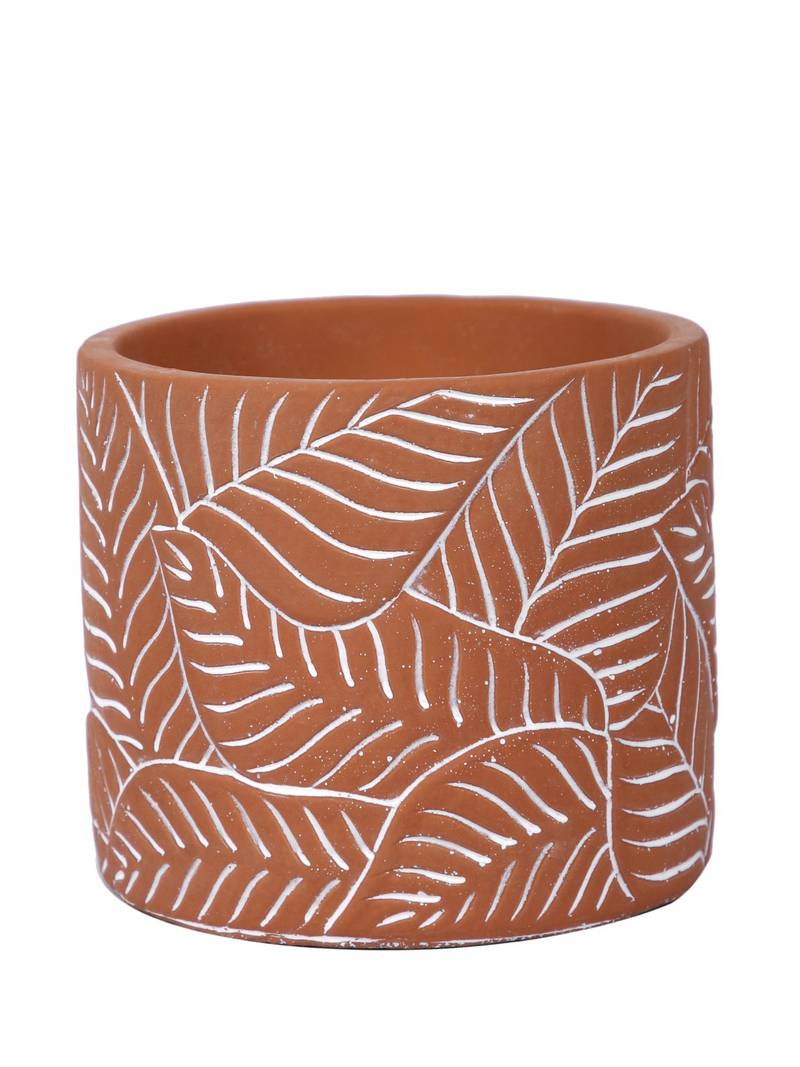 Textured Leaf Pattern Planter - Aapno Rajasthan - 4127626