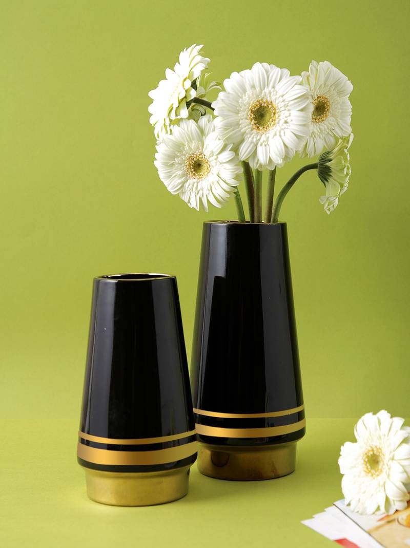 Set of 2 Solid Ceramic Vase - Aapno Rajasthan - 4127752