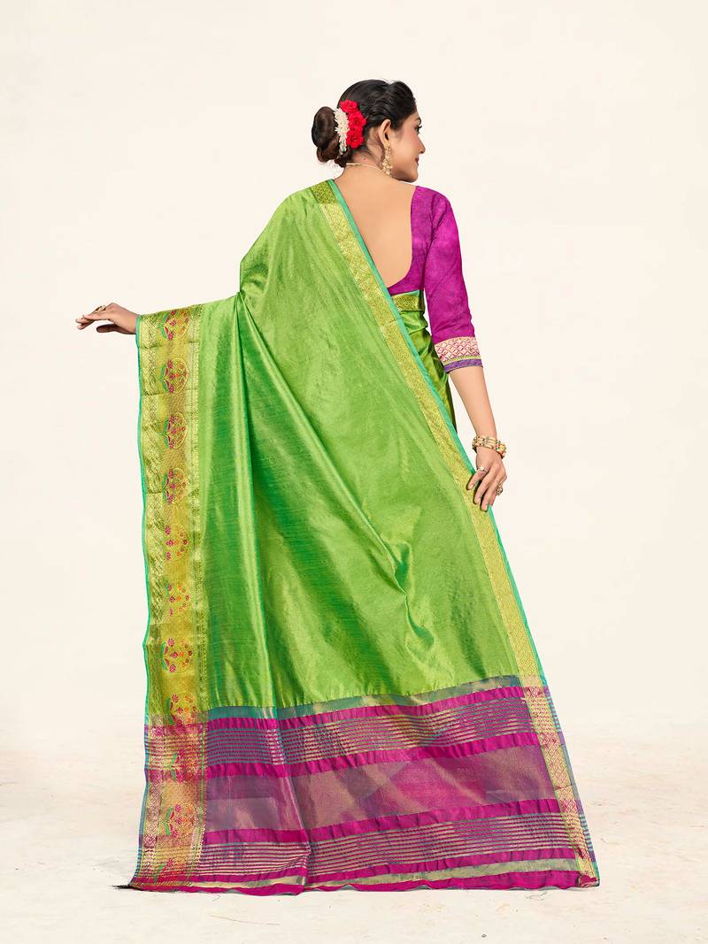 Sweet smile stylish saree with blouse set-Mehndi - Sweet Smile - 4128384