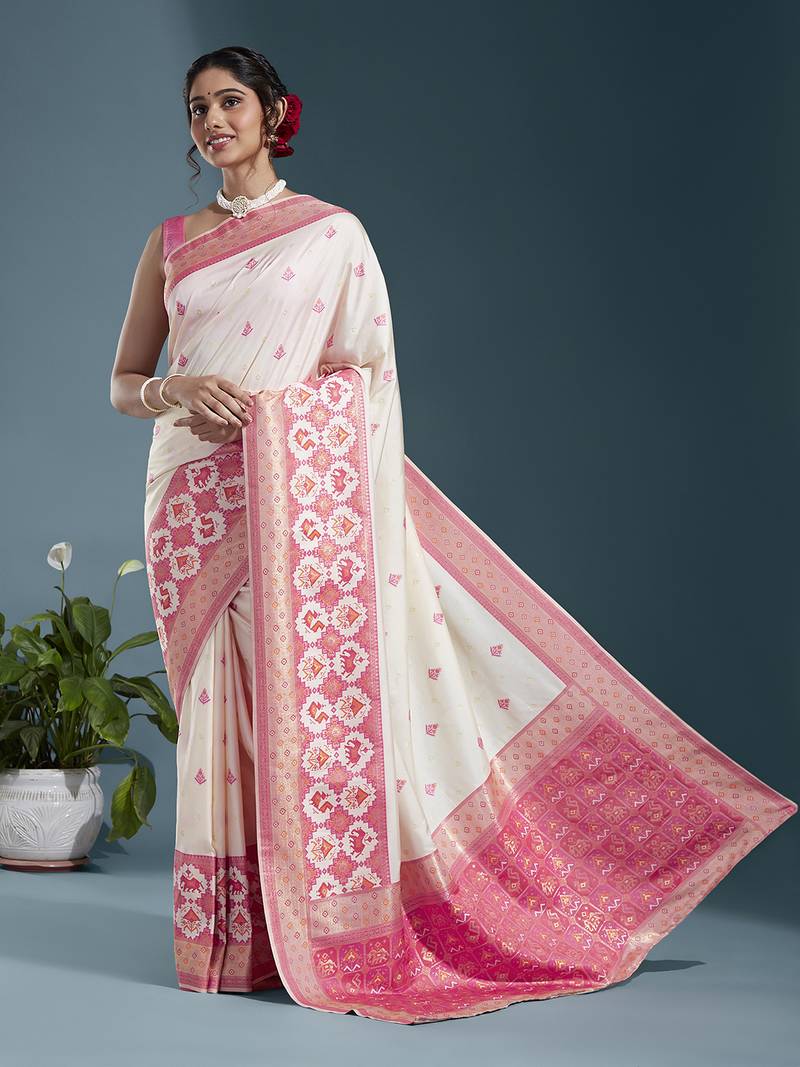 Pink Colour Elegant Patola Wevon Jari Designer Traditional Saree - KSM ...