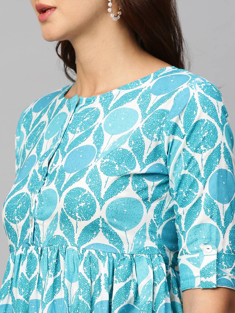 Blue Colour Trendy Girlish Tunic For Party Looks - KSM PRINTS - 4129798