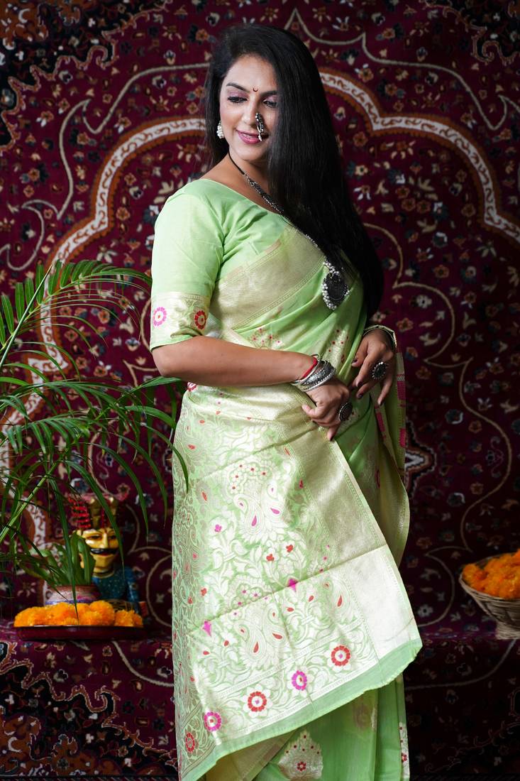 PISTA GORGEOUS BEAUTIFUL SAREE - SHREE SAI TRADING - 4129978