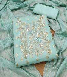 Blue embroidered organza salwar - Griva Designer - 4130641