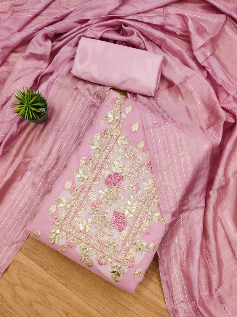 Pink embroidered organza salwar - Griva Designer - 4130643