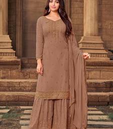 Brown Colour Graceful Sharara Dress For Festive Looks - KSM PRINTS ...